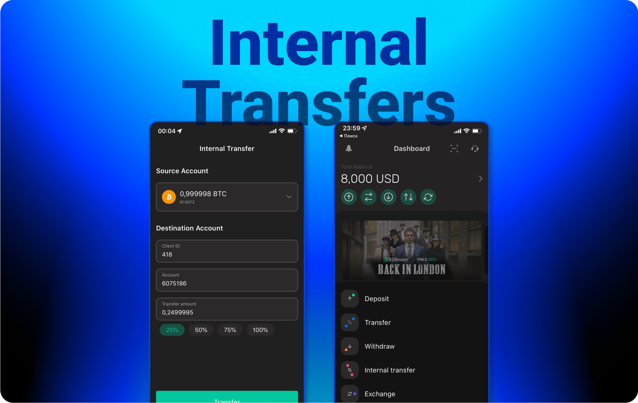 B2CORE iOS App Update: Trading Terminal Integration & Internal Transfers